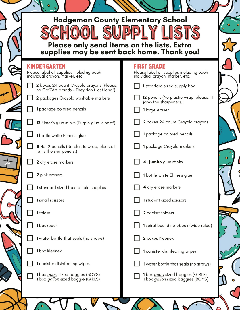 USD 227 - ELEMENTARY SCHOOL SUPPLY LISTS